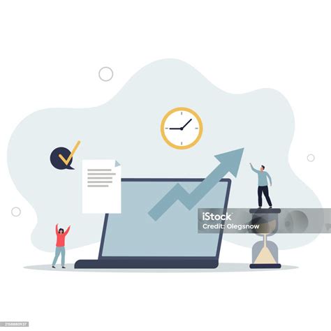 시간 추적 및 효과적인 근무 시간 관리 직원 업무 효율성 모니터링을 위한 생산적인 소프트웨어 앱평면 그림 개발에 대한 스톡 벡터 아트 및 기타 이미지 Istock