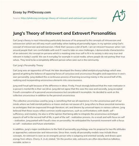 Jung S Theory Of Introvert And Extrovert Personalities PHDessay