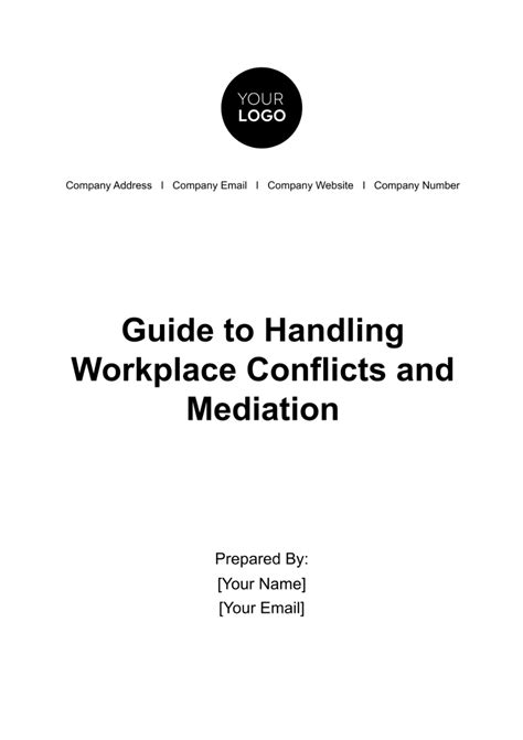 Free Guide To Handling Workplace Conflicts And Mediation Hr Template To