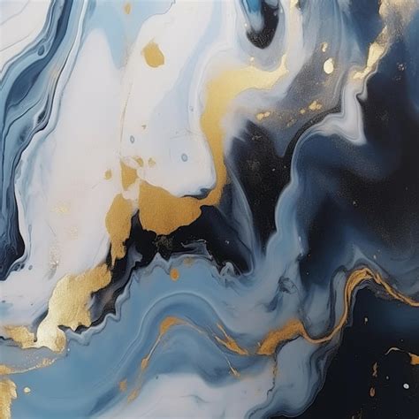 Una Pintura Con Pintura Dorada Y Azul Foto Premium