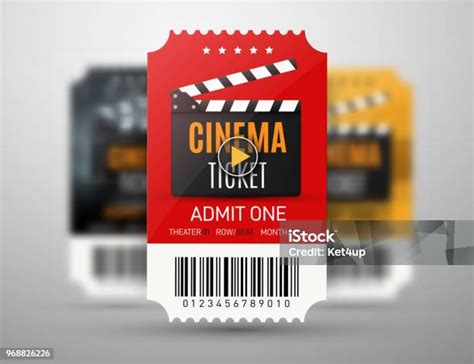 영화 시네마 포스터 또는 전단지 디자인을 초연 벡터 시네마 티켓 배경 3차원 형태에 대한 스톡 벡터 아트 및 기타 이미지 3차원 형태 Film Festival