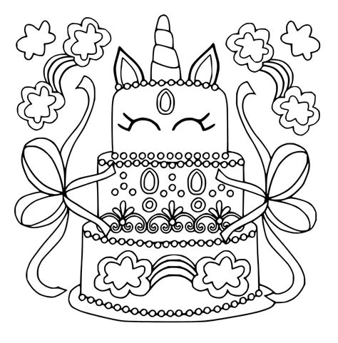 Lovely Unicorn Cake Coloring Page Download Print Or Color Online For