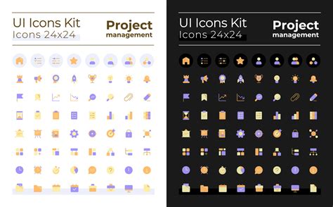 Project Management Pixel Perfect Flat Gradient Color Ui Icons Kit For