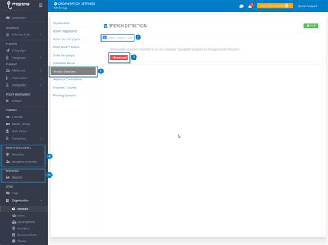 Organisation Settings Breach Detection Knowledge Base
