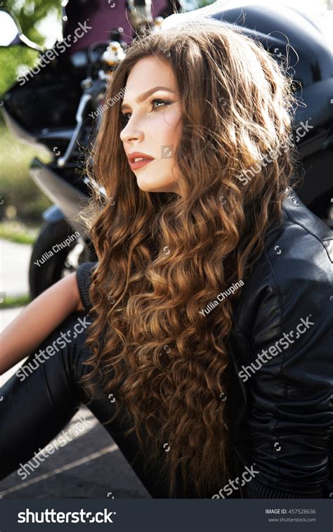 Sexual Biker Woman Wearing Black Leather Stock Photo Shutterstock