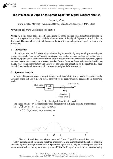 Pdf The Influence Of Doppler On Spread Spectrum Signal Synchronization