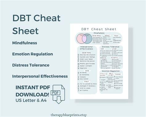 Dbt Skills Cheat Sheet Printable Pdf For Therapists And Counselors Dialectical Behavior