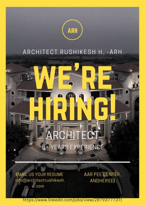 Architect Rushikesh H Arh On Linkedin Arh Is Hiring For An Experienced Architect