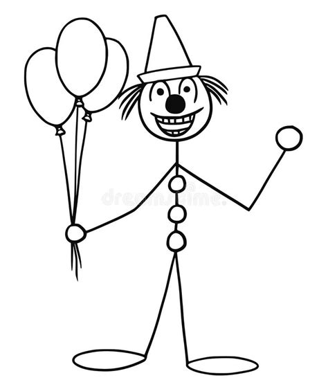 Vector Stickman Cartoon Of Party Circus Clown Buffoon Stock Vector