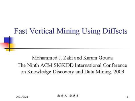 Fast Vertical Mining Using Diffsets Mohammed J Zaki