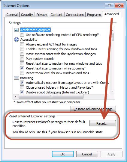 How To Reset The Browser Settings