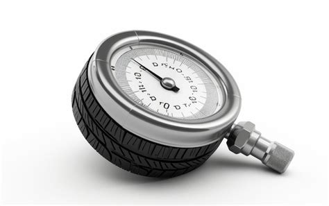 Premium Photo Maintaining Optimal Tire Pressure With A Gauge On White Background