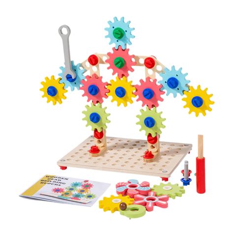 Almencla Wooden Gears Toys Learning Toy Set Colourful Creative