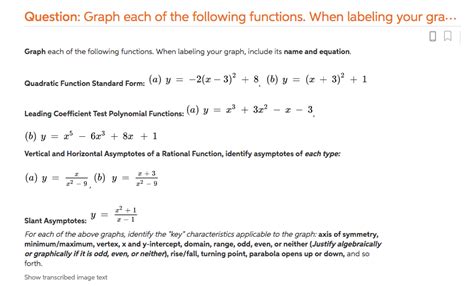 solved question graph each of the following functions when