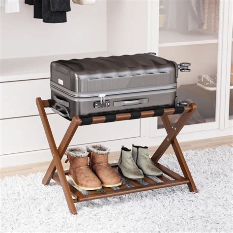 Smart Fendee Bamboo Luggage Rack Fully Assembled Folding