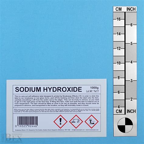 Cl05 Sodium Hydroxide Chemical Bottle Label Breakaway Effects