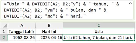 Fungsi Datedif Excel Mencari Selisih Dua Tanggal