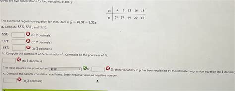solved given are five observations for two variables x ﻿and