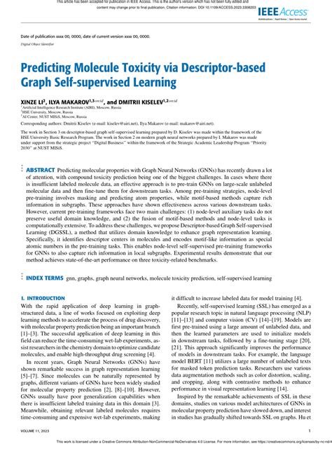 pdf predicting molecule toxicity via descriptor based graph self