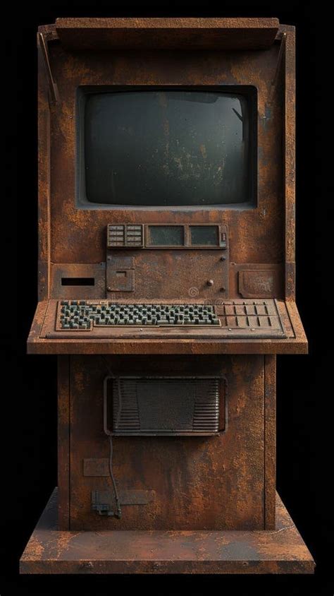 Vintage Rusted Computer Terminal With Keyboard And Screen Stock Image Image Of Rusty Monitor