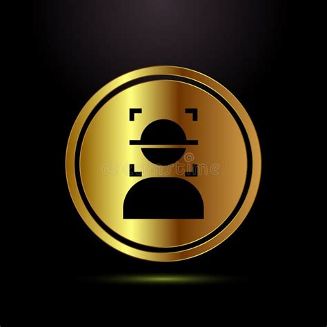 Face Recognition Icon Design Illustration Face Scanning Sign Biometric Icon In Gold Color