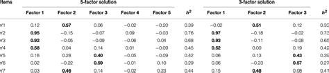 Item Factor Loadings From Efa For The Five Factor Solution And