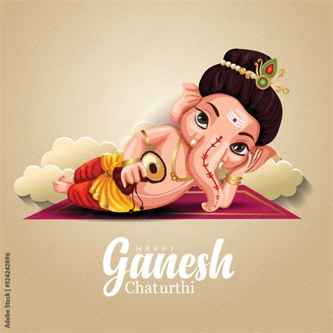 Happy Ganesh Chaturthi Greetings Vector Illustration Design Stock Vector Adobe Stock