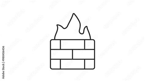 Firewall Line Animation Web Security Animated Icon Moving Flame Network Protection Security