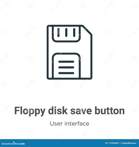 Floppy Disk Save Button Outline Vector Icon Thin Line Black Floppy