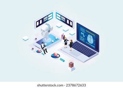 Man Operating Holographic Interface Hud Isometric Stock Vector Royalty Free