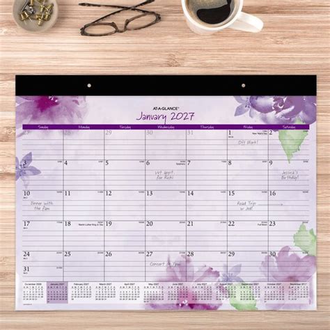 At A Glance® Beautiful Day 2027 Monthly Desk Pad Calendar Standard 21