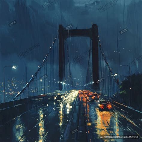 Ai创作图大桥骤雨 雨夜天桥 唯美大桥 梦幻大桥 都市雨夜 雨夜归路 桥下避雨 雨桥 大桥车轨 雨天快速路 城市雨夜 一桥车流 大桥车流 夜雨