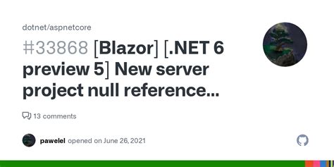 Blazor NET Preview New Server Project Null Reference Exception Issue Dotnet