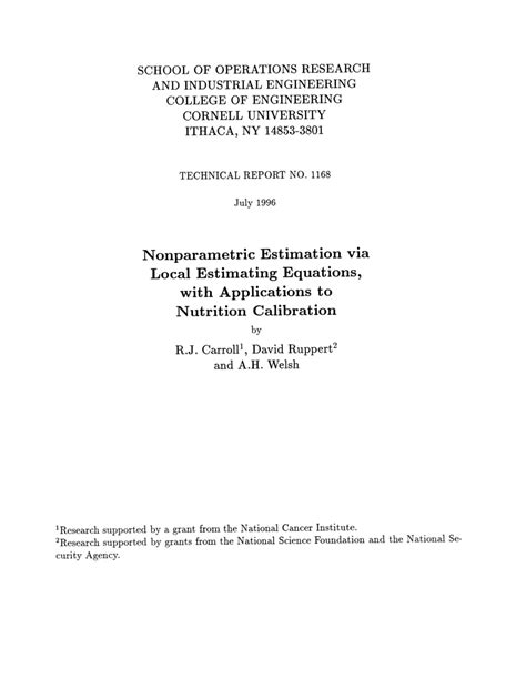 Pdf Nonparametric Estimation Via Local Estimating Equations With Applications To Nutrition