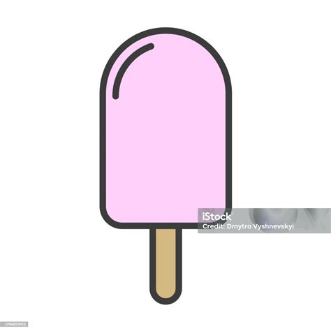 흰색 배경에 격리 된 스트로크와 아이스크림 색상 플랫 아이콘 웹 모바일 앱 및 Ui 디자인을 위한 아이스크림 벡터 아이콘 솔방울