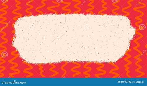 Rustic Rectangle Text Box With Grunge Torn Edges On A Red Zigzag Pattern Background Vector