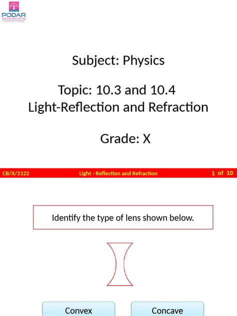 Cb X Phy 10 3 And 10 4 Light Reflection And Refraction Pdf