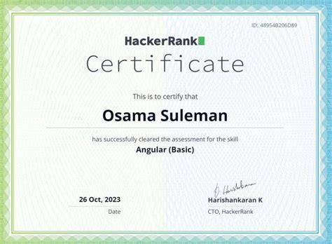 Muhammad Osama Suleman On Linkedin Hackerrank Angular Typescript