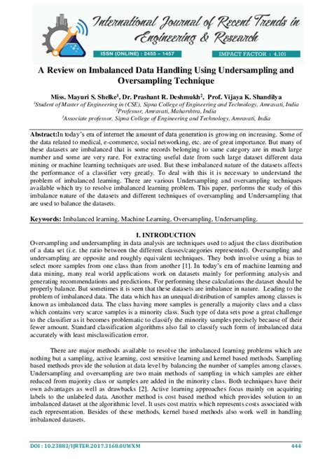 pdf a review on imbalanced data handling using undersampling and