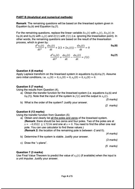 Solved Part B Analytical And Numerical Methods Remark The Remaining