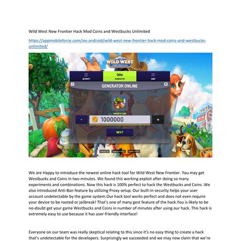 Wild West New Frontier Hack Mod Coins And Westbucks Unlimitedpdf