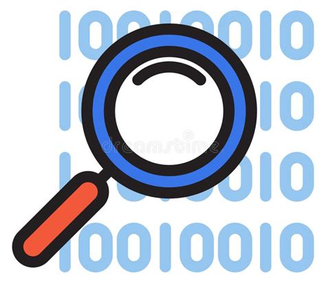 Binary Code With Magnifying Glass Color Research Icon Stock Vector