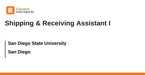 Shipping And Receiving Assistant I Job With San Diego State University