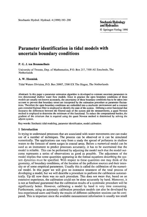 pdf parameter estimation in tidal models with uncertain boundary