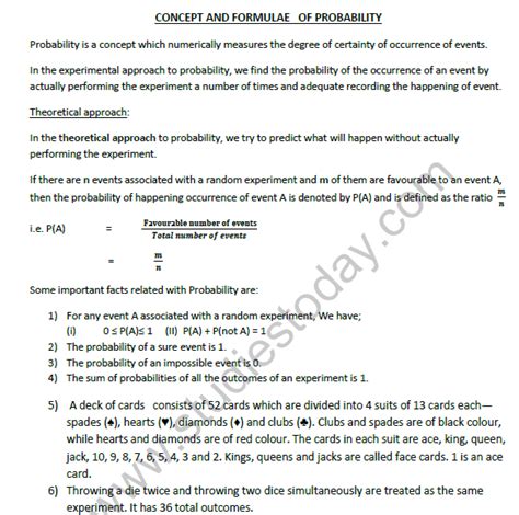 Cbse Class 10 Mathematics Probability Notes Set B