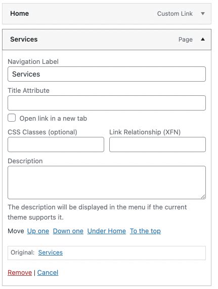 Appearance Menus Screen WordPress Org Documentation