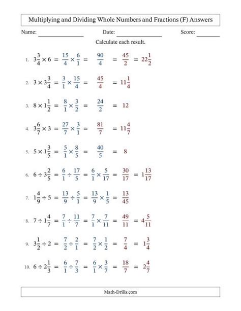 Multiplying And Dividing Mixed Fractions And Whole Numbers With Some Simplifying F
