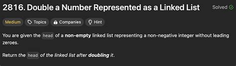 2816 Double A Number Represented As A Linked List