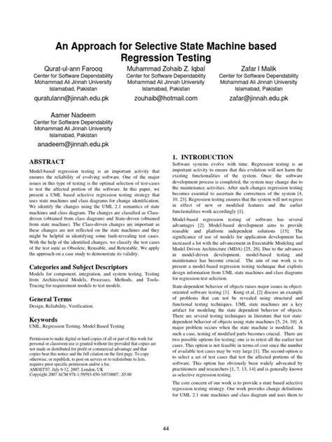 Pdf An Approach For Selective State Machine Based Regression Testing