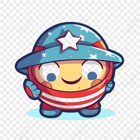 빨간 셔츠와 미국 국기 클립 아트에 귀여운 만화 캐릭터 벡터상표 Png 일러스트 무료 다운로드 Lovepik